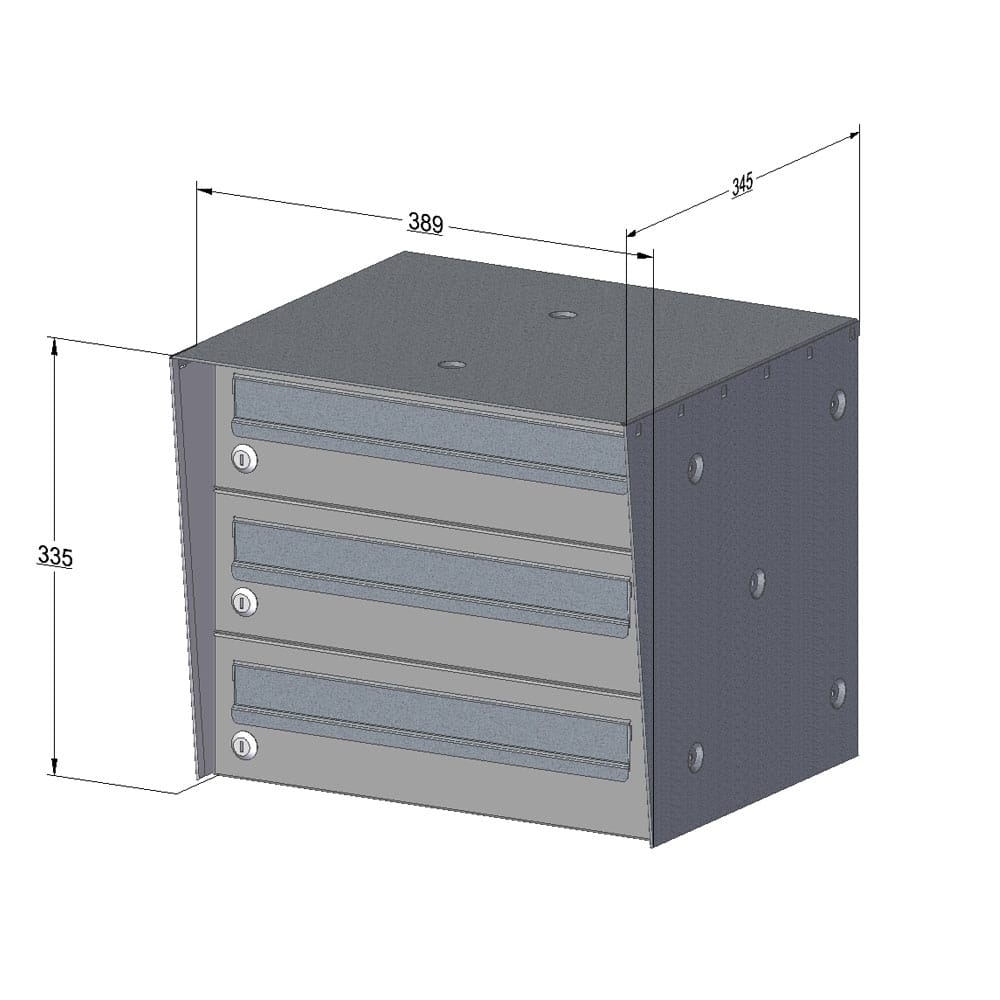 Post Boxes for Flats Wall Mounted External Locking Metal in RAL 7016 ...