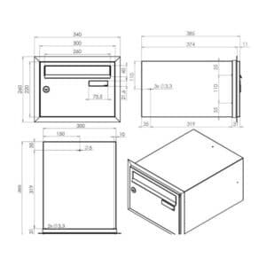LBD-21 Front Access Recessed Mounted Letterbox with Fitting Trim