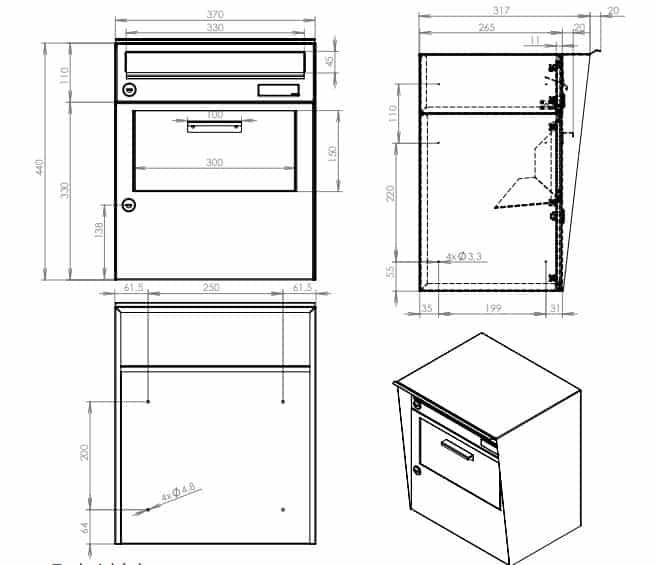Wall Mounted Parcel Box for Home Outdoor Locking Weatherproof ...