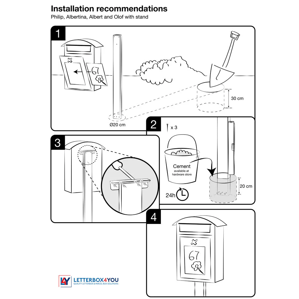 Secured Outdoor Large Free Standing Post Box - Albertina