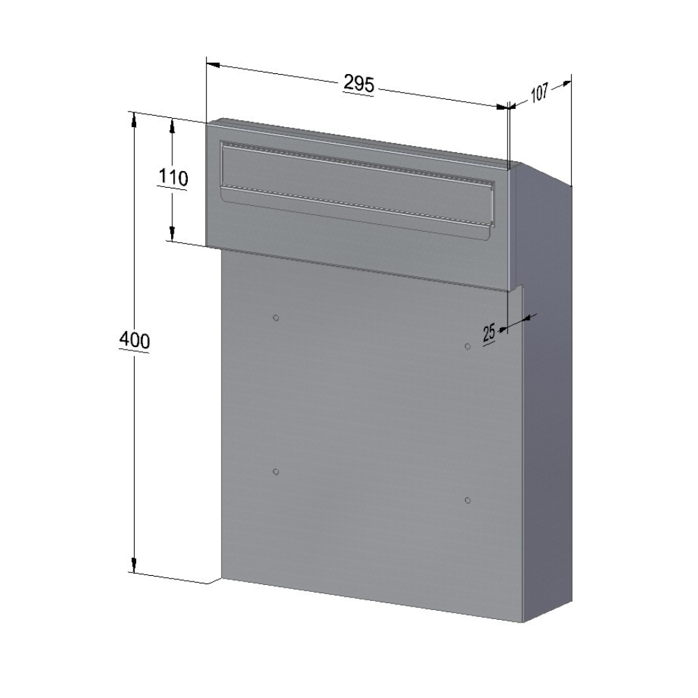 Rear Access Letterbox for Gates - W3 Stainless Steel with Trim