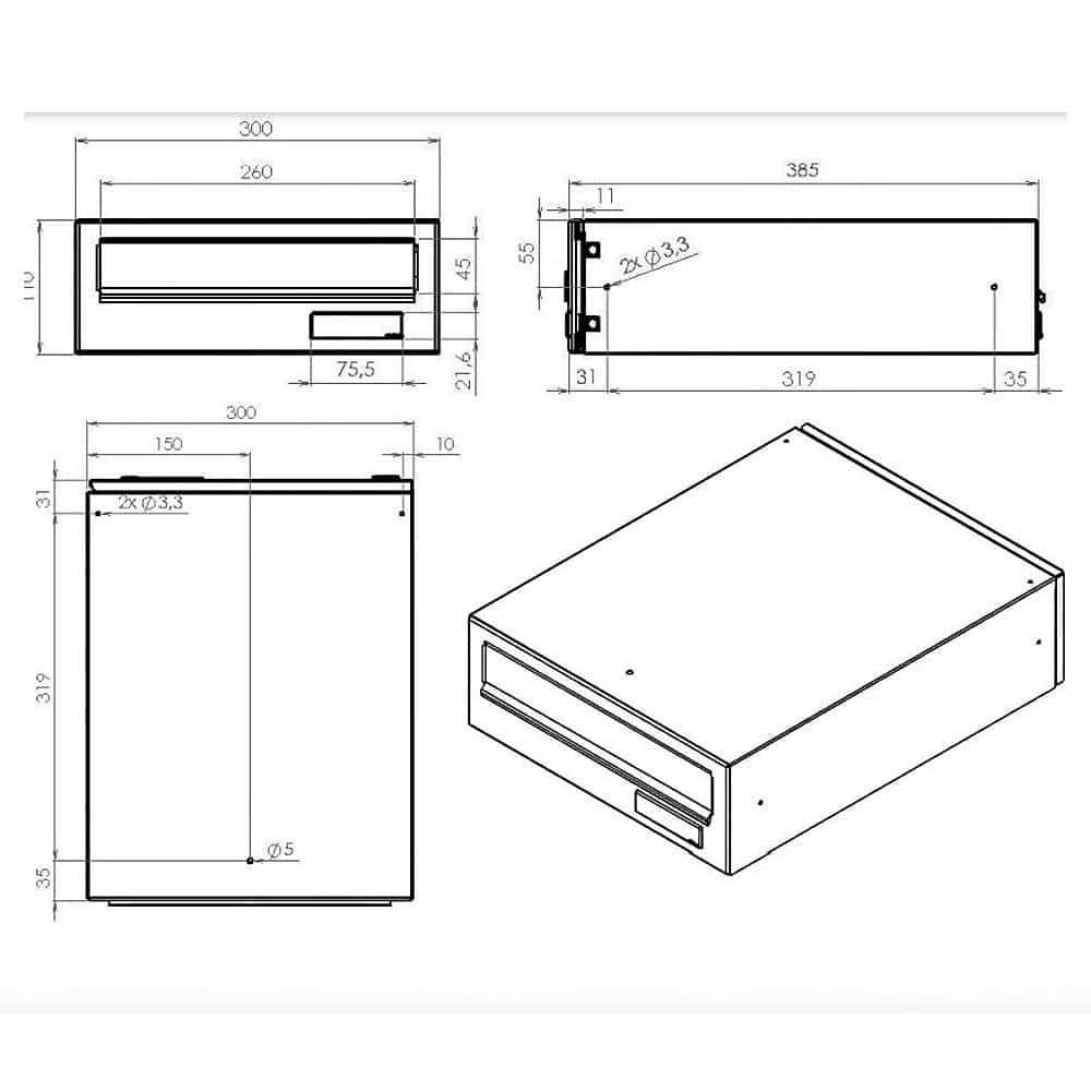 Recess Mounted Post Boxes For Flats City Hall LBD-02 (W 300 x H 110 x D 385) | Post Boxes For Sale