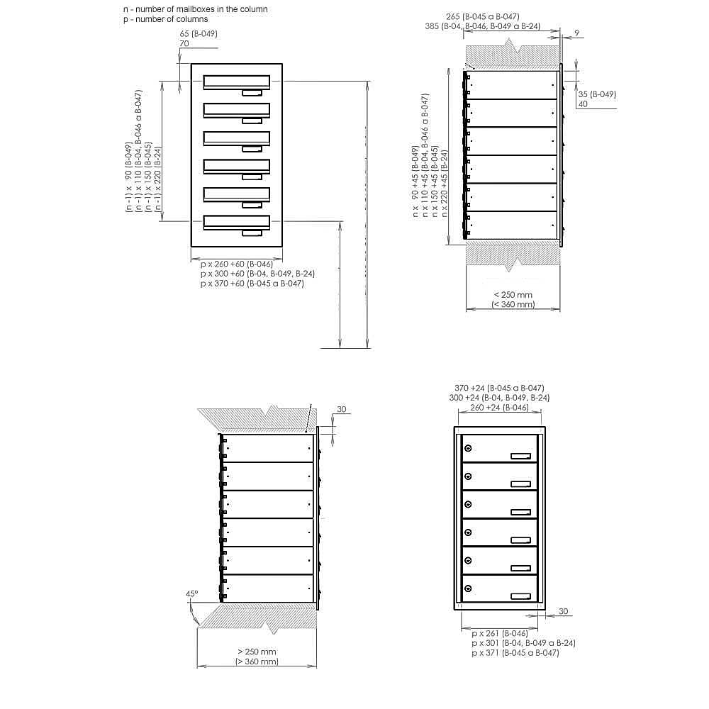 Through The Wall Rear Access Apartment Mailboxes City Hall LBD-047 (W ...